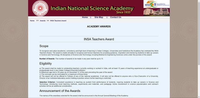 INSA Teachers Award 2023: Application Form Download & List