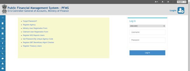 PFMS Login 2024, User Registration & Reset Password